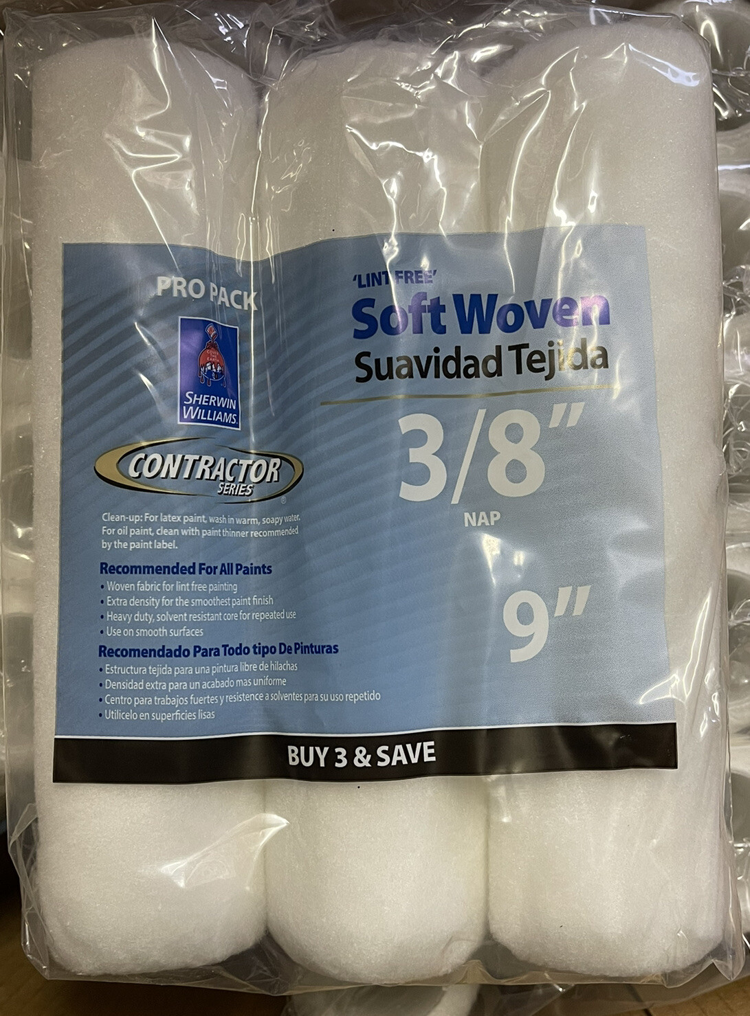 () Sherwin-Williams Contractor Series 3/8" Nap Soft Woven Rollers for ...