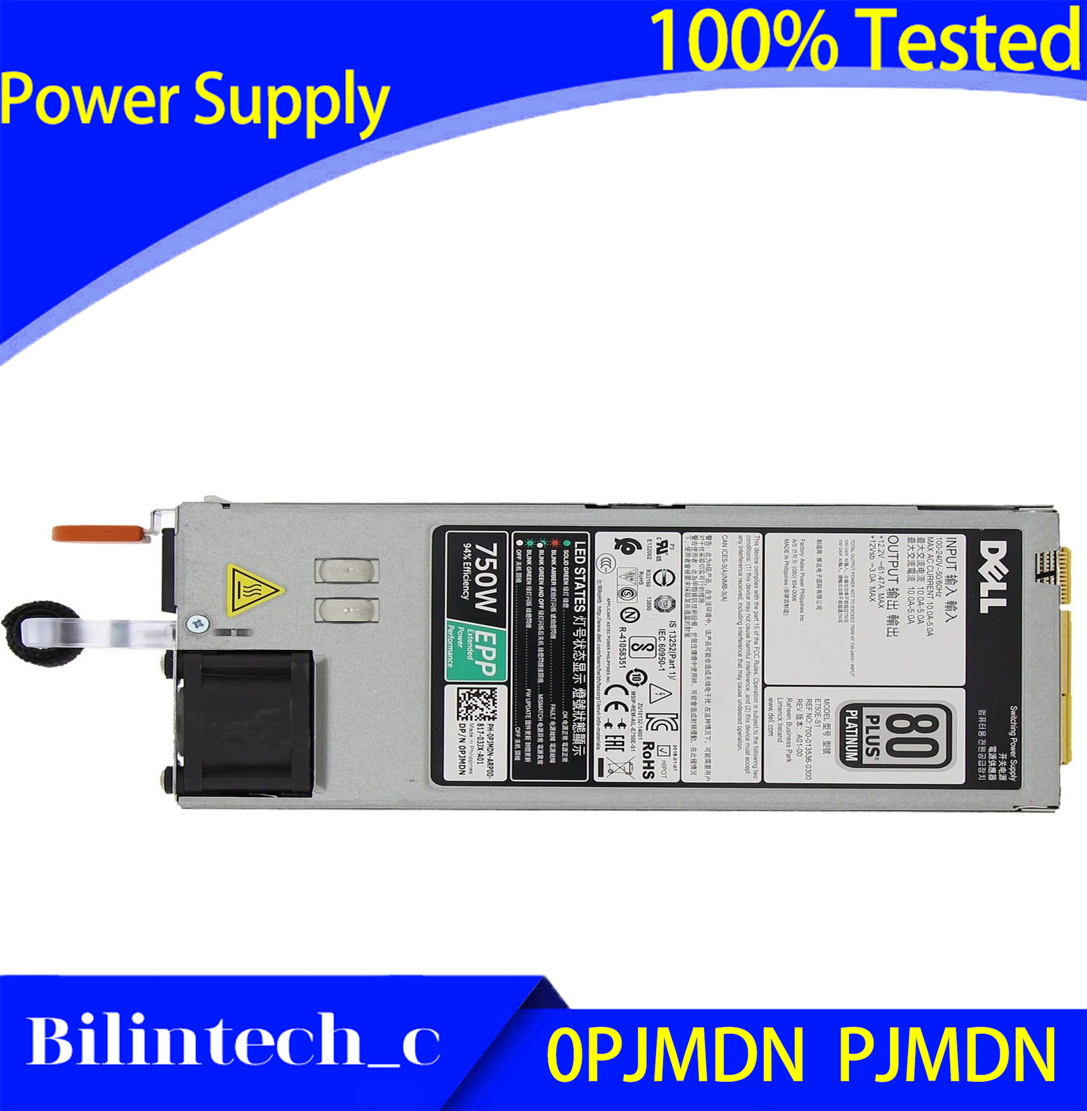 FOR DELL PowerEdge R530 R640 R740 750W Power Supply 0PJMDN PJMDN 100 ...