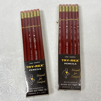 2 Packs Vintage TRY-REX Pencils 12 Pack Red NOS #2 Soft Richard Best ...