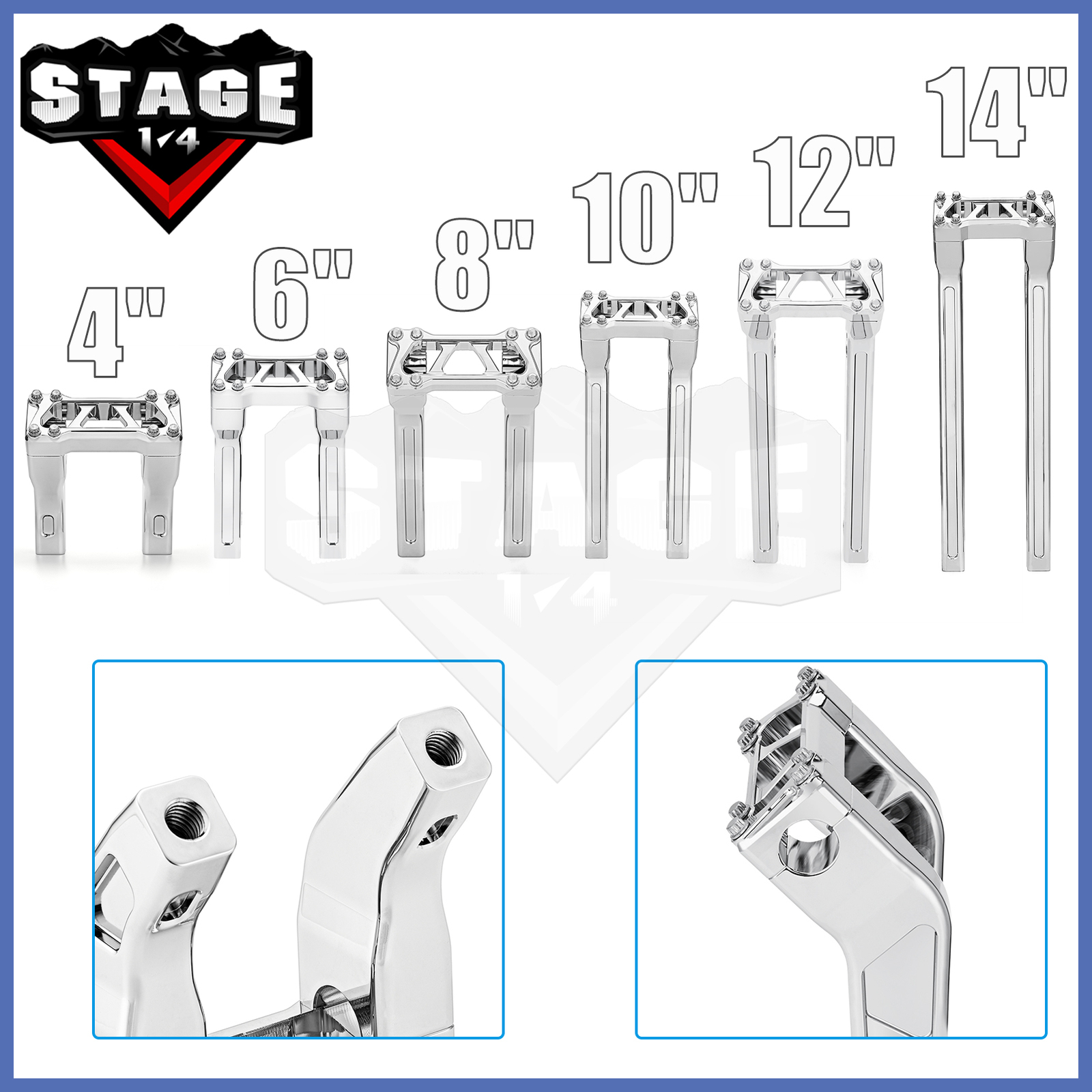 Pull-Back Handlebar Riser 4" 6" 8" 10" 12" 14" For Harley Sportster XL ...