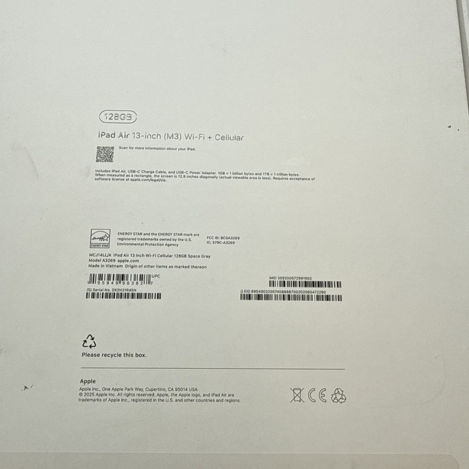 Apple iPad Air M3 - 128GB - (WiFi & Cellular) - Screen Burn A3269 | eBay