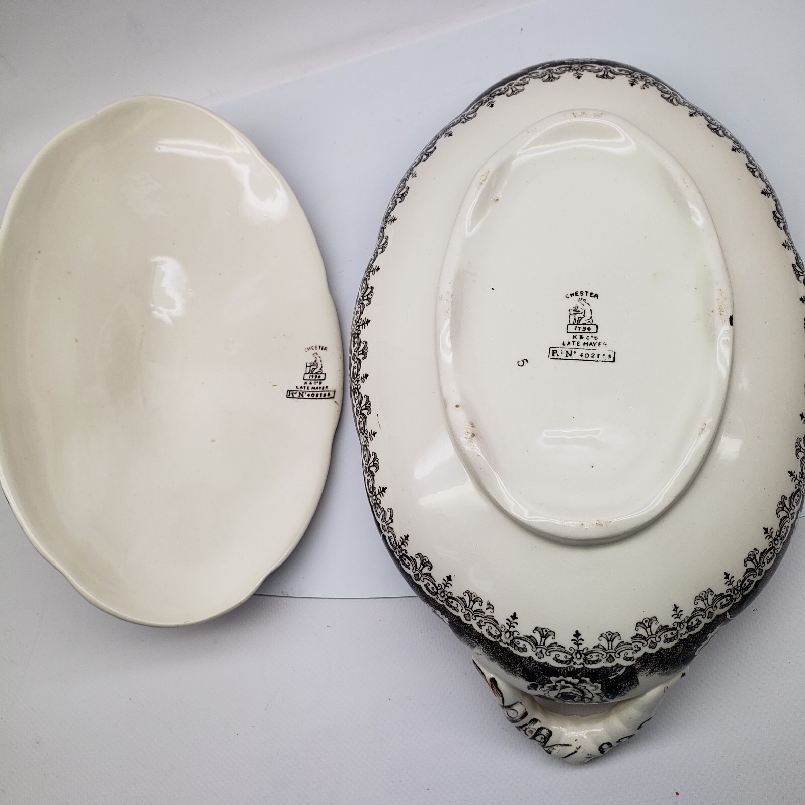 RARE 1790 Keeling & Co. "CHESTER" LATE MAYER Black Rose Covered Tureen ...