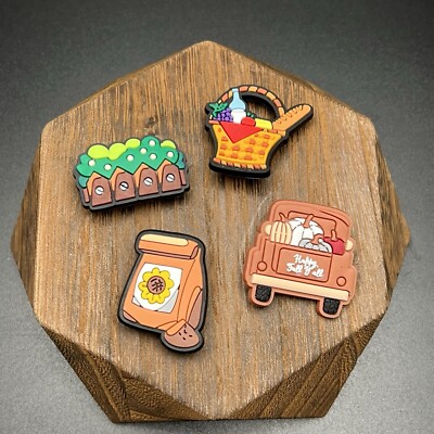 Set of 4 Shoe Charms For Crocs Clogs Slides Bracelet Tote Picnic Fall ...