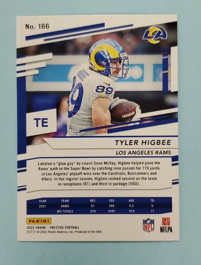 2022 Panini Prestige Tyler Higbee Orange Xtra Points #166 Card /75 | eBay