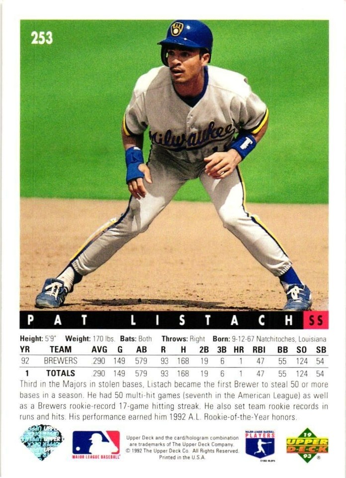 1993 UPPER DECK PAT LISTACH #253 CARD $0.99 VALUE BOX | eBay