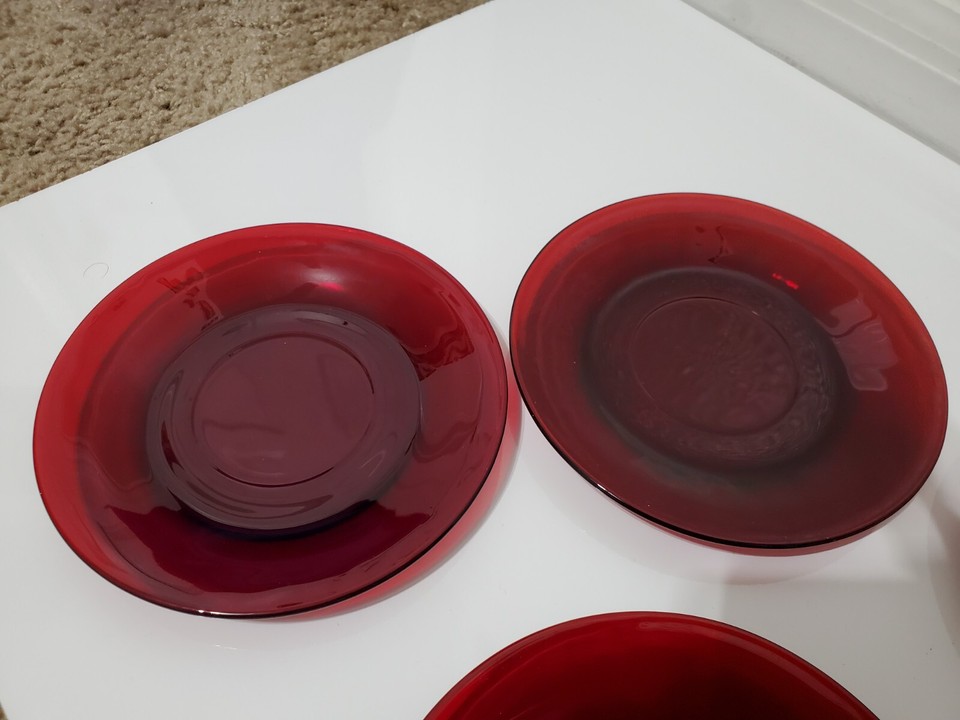 VINTAGE, 1930'S RUBY RED DEPRESSION GLASS ANCHOR HOCKING SIDE PLATES ...