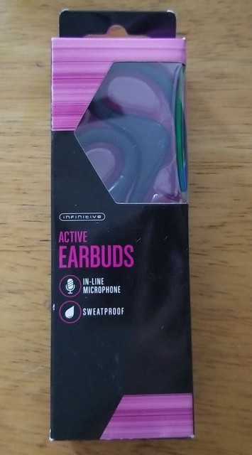 2 Infinitive Sport Earbuds Black Sweatproof In-line Microphone for sale ...