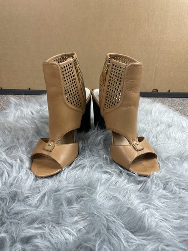 Dolce Vita Nona Open Toe Side Zip Heeled Sandal Booties Caramel Leather ...