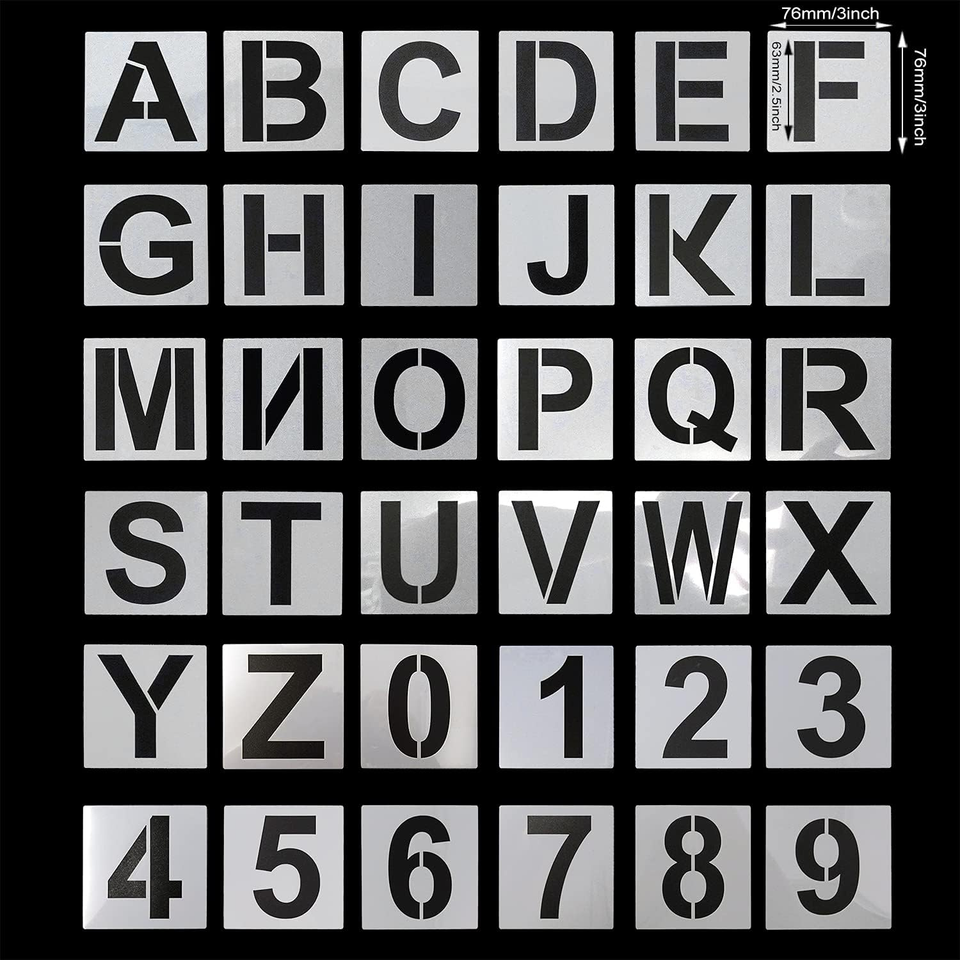 36PCS Plastic Alphabet Letter Stencils Number Templates Art Craft ...