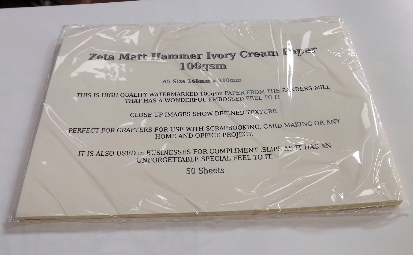 A4 Watermarked Paper Zeta Linen Ivory Cream Textured A4 Paper - 100gsm ...