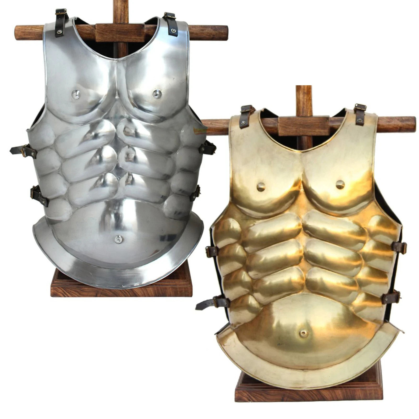 Medieval Roman Greek Muscle Armor Cuirass LARP Halloween Costume Black ...