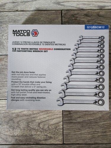 Matco Tools 12 Piece 72 Tooth Reversible Combination Ratcheting Wrench ...