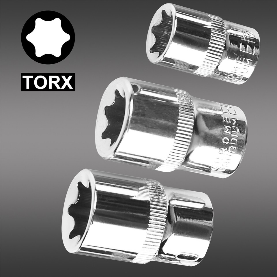 34Pcs Drive Male Female Torx Star Bit Socket E-Socket Set Handheld Tool ...