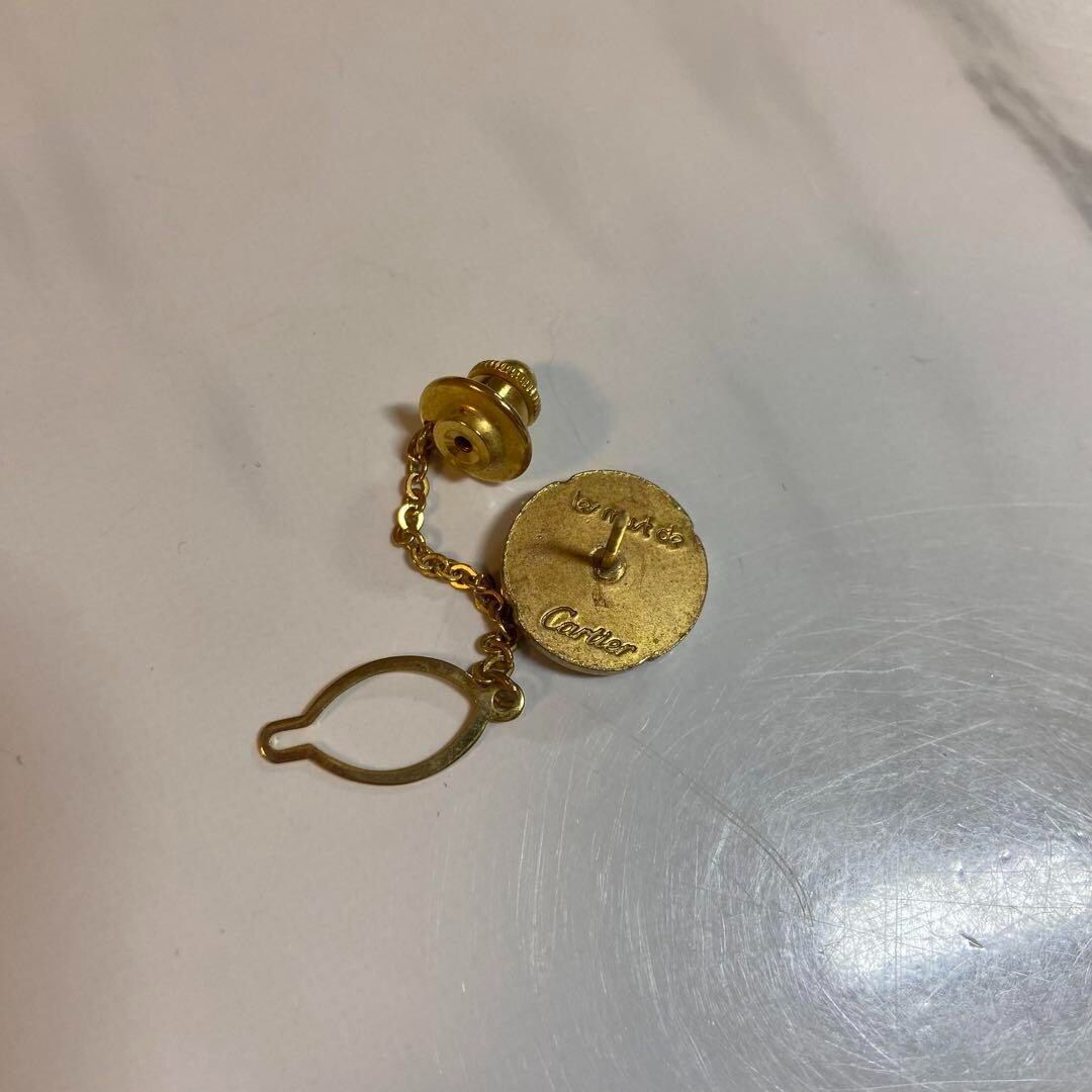 Cartier Tie Tack Necktie Pin Gold x Red Color Round Shape Fashion Men's ...