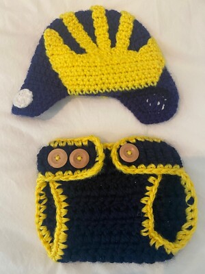 University of Michigan Wolverine Newborn Knit Helmet and Diaper Cover ...