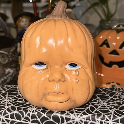 Creepy Vintage Crying Baby Pumpkin Head Ceramic Decorative Art ...