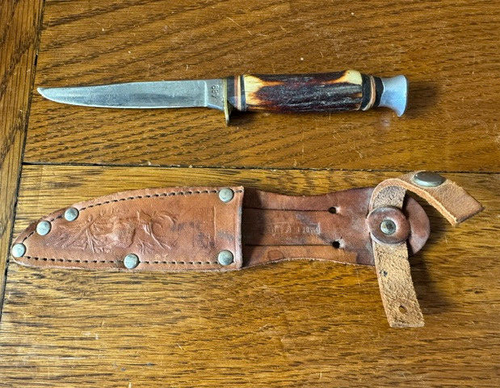 VINTAGE EDGE BRAND HUNTING KNIFE SOLINGEN GERMANY NO. 489 W/ LEATHER ...