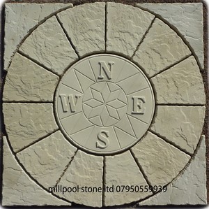 1.2m Buff Compass Circle + square off patio paving slabs [ Delivery ...
