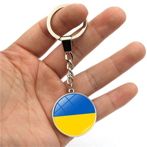 UKRAINE FLAG TRYZUB KEYCHAIN, The Ukrainian Symbol Glass Cabochon Key ...