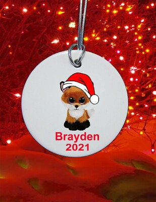 3" ceramic Beanie Boo Fox Christmas Ornament 2022 custom personalized ...