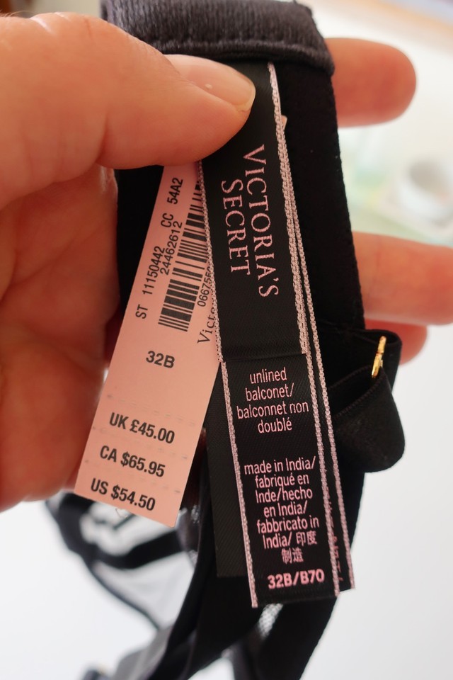Victoria's Secret VS Black 32B Luxe Lingerie Unlined Mesh Balconette ...