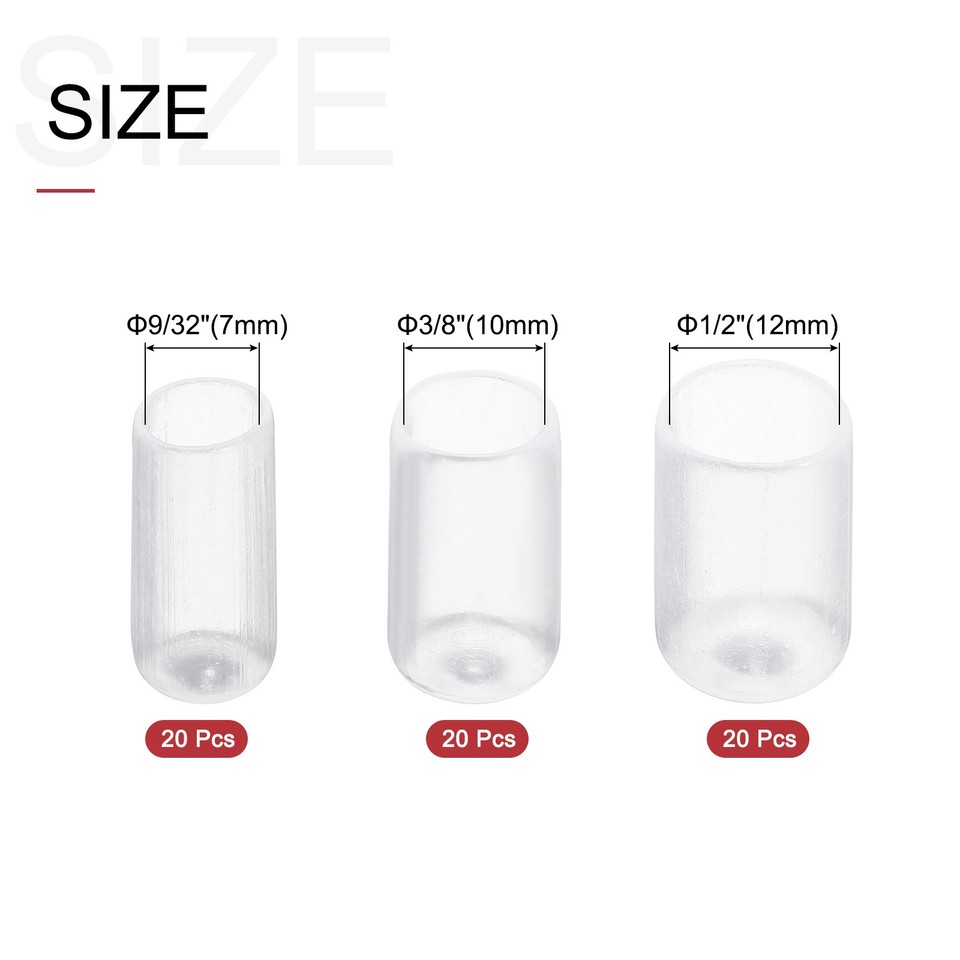 60pcs Rubber End Cap 7mm 10mm 12mm Clear Screw Thread Protector | eBay UK