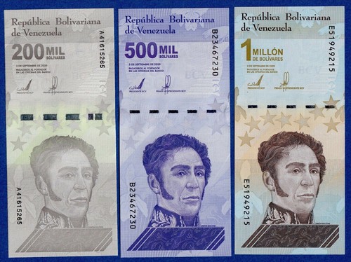 Venezuela Set of 3 Banknotes - 200000 500000 1 Million Bolivares UNC ...