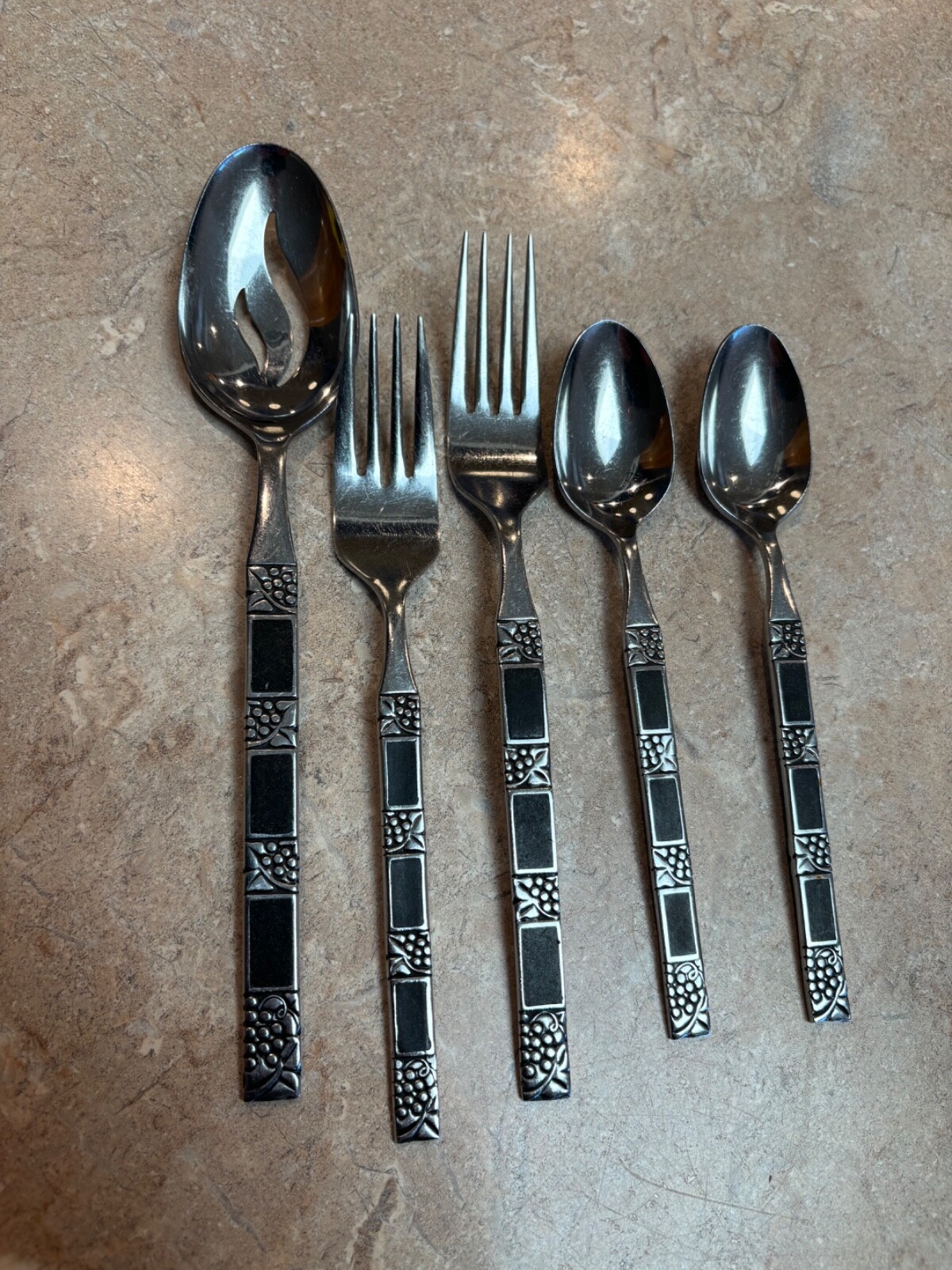 Lot of 5 Ekco Eterna EKS44 Grapes Spoons Forks Flatware Set Japan ...