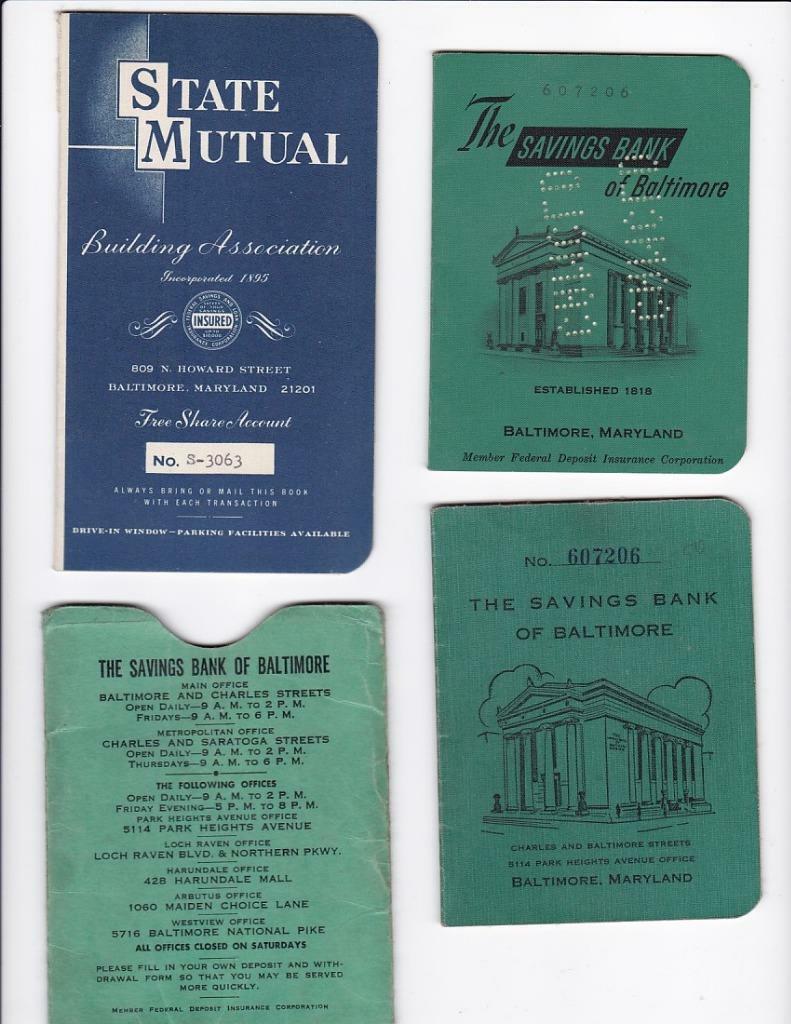 Lot (3) 1950s-1960s Bank Books / Savings Bank of Baltimore | eBay