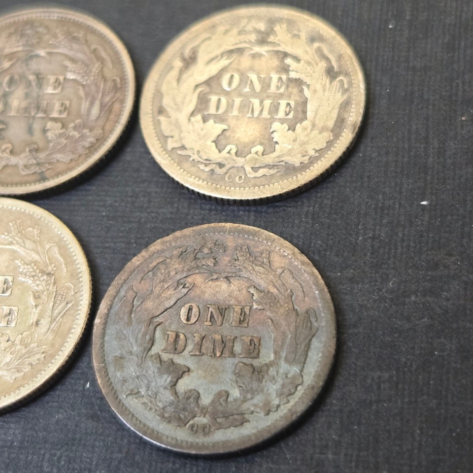 Lot #8 of 4 Seated Liberty Dimes 1876 1876-CC 1877-CC 1877-S Carson ...