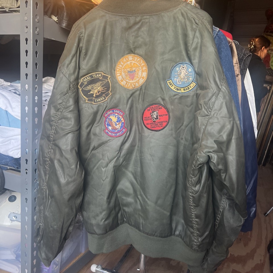 VTG 80s US Navy USN Military Flight Bomber Jacket size XL | eBay