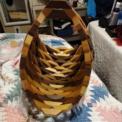 Wood Geometric Basket for Magazine, Plant, flower, or book Mid-century ...