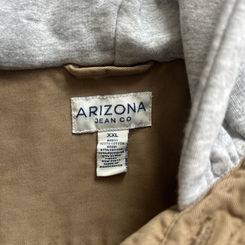 Arizona Jean Co Men's Size XXL Jacket Tab Brown Hooded Cotton Heavy ...