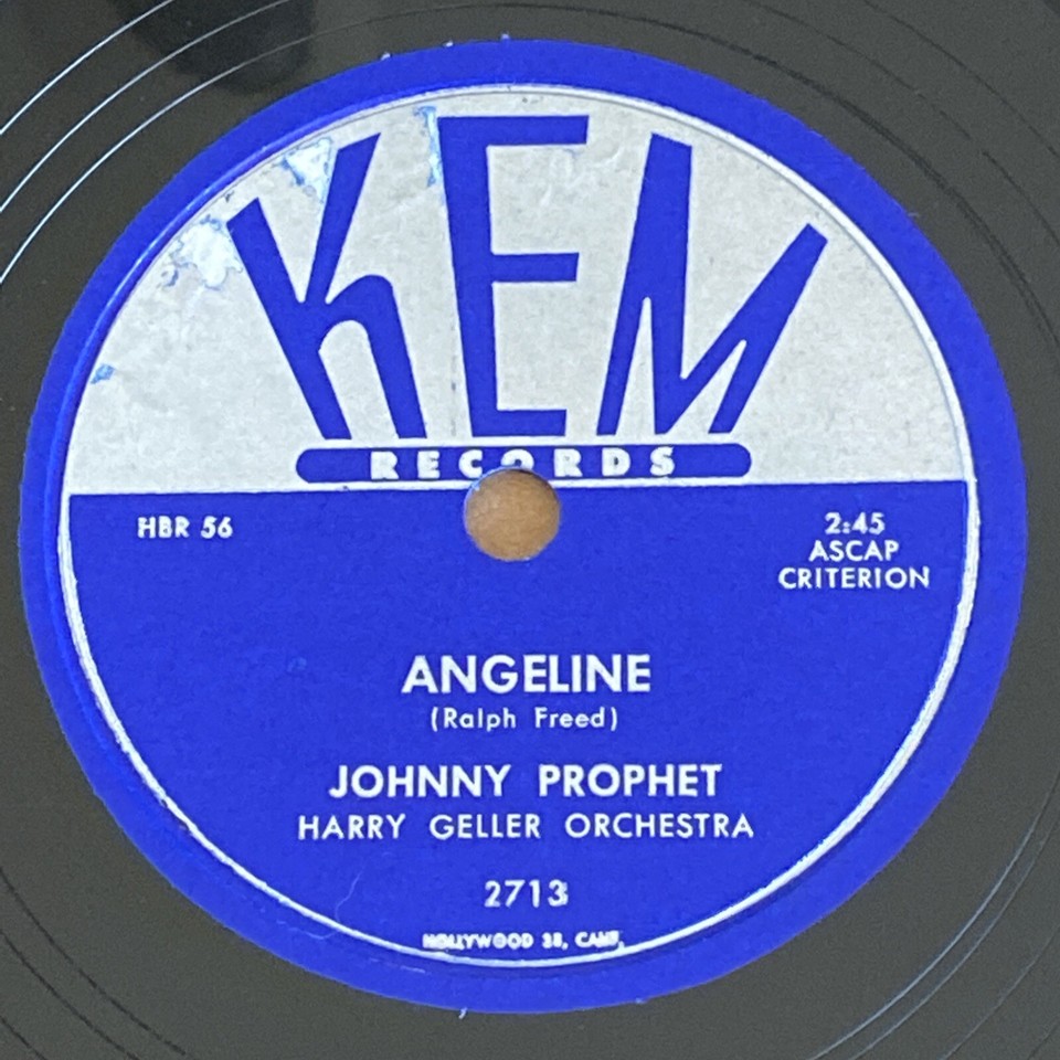 1952 JAZZ - Johnny Prophet 78 rpm KEM 2713 ANGELINE E+ | eBay