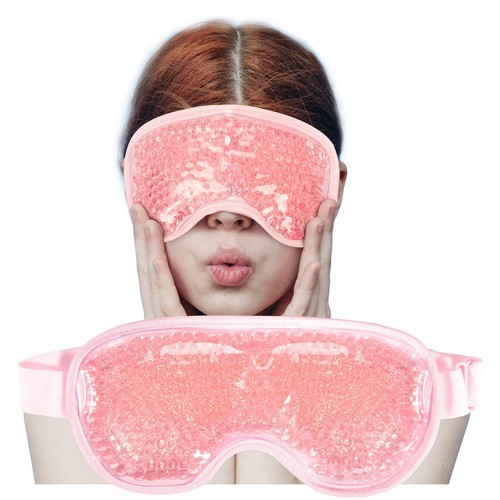 Cooling Eye Mask with Gel Bead, Reusable Cold Compress Ice Pack ...