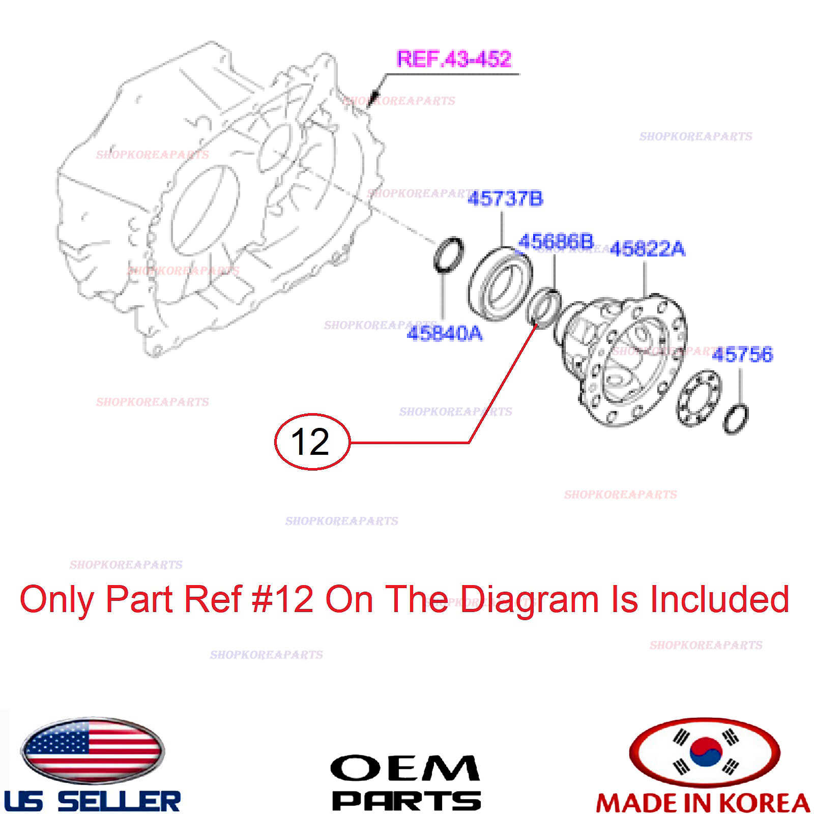 458413B050 Hyundai Bearingneedle Roller 458413B050 Genuine OEM Part for ...