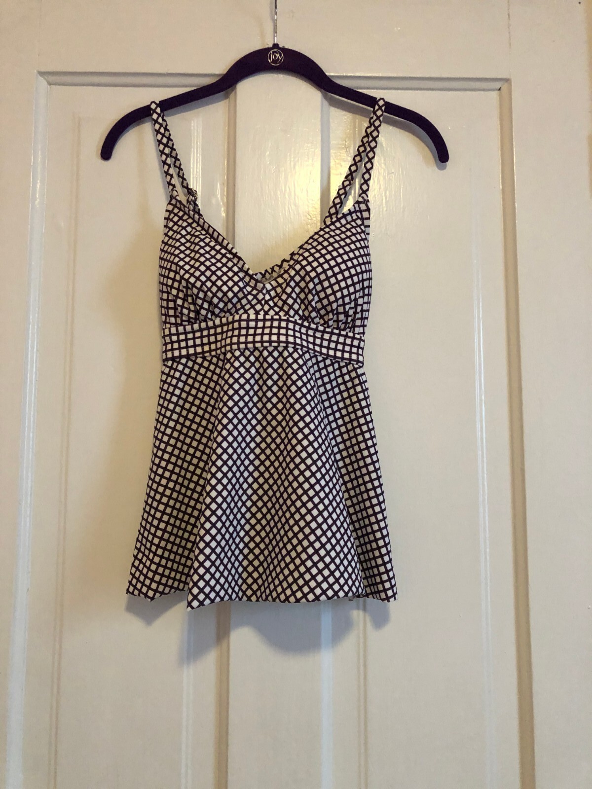 Kona Sol Brown And White Checkered Tankini Size M - Gem
