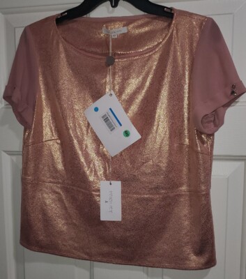 NWT Patrizia Pepe Shiny Top/Blouse-Sz 40-Ladies Large (US)-Pink "Golden ...