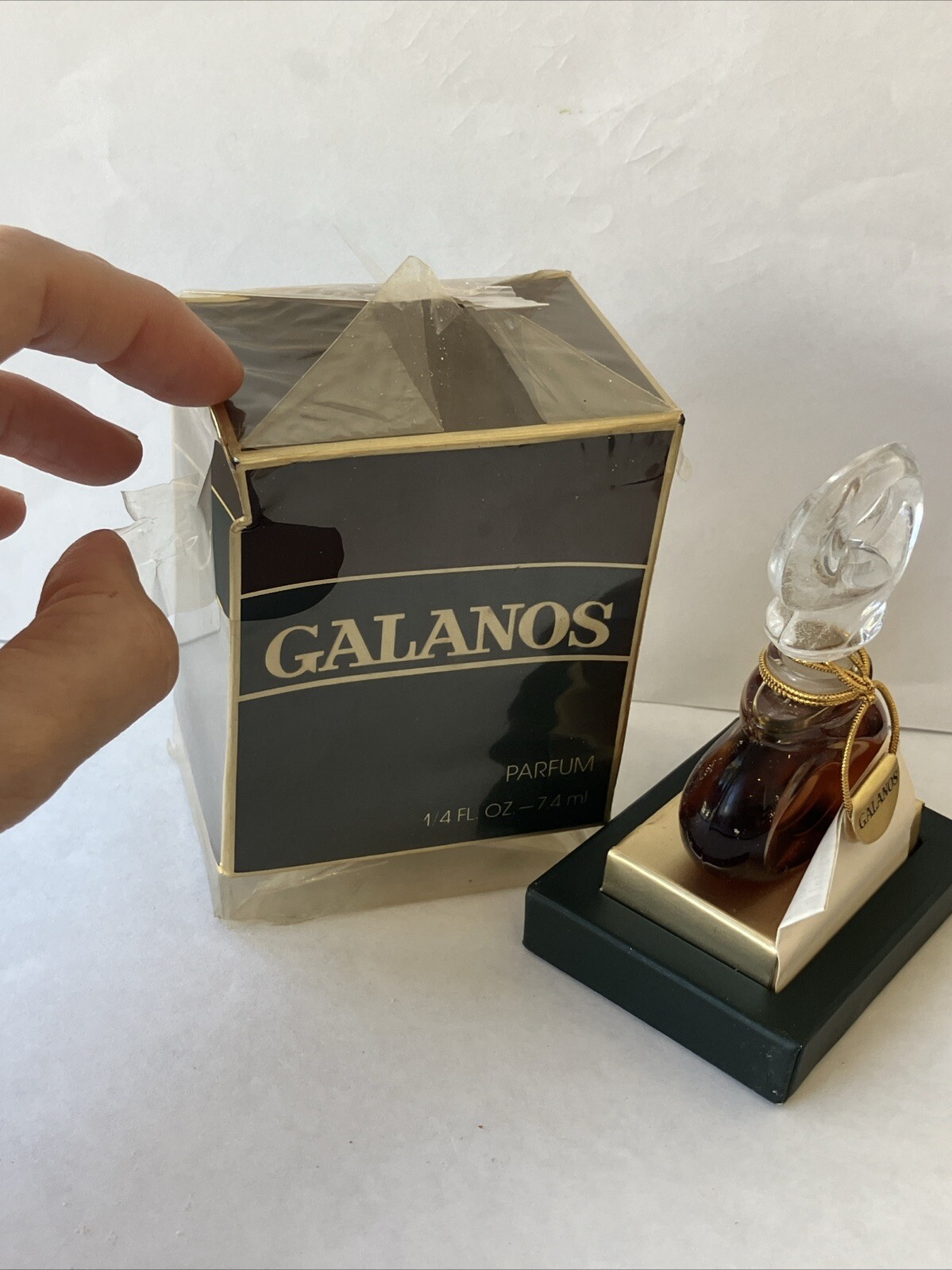 Vintage 1/4 Oz 7.4ML Galanos Parfum Perfume Glass Stopper Bottle 100% ...