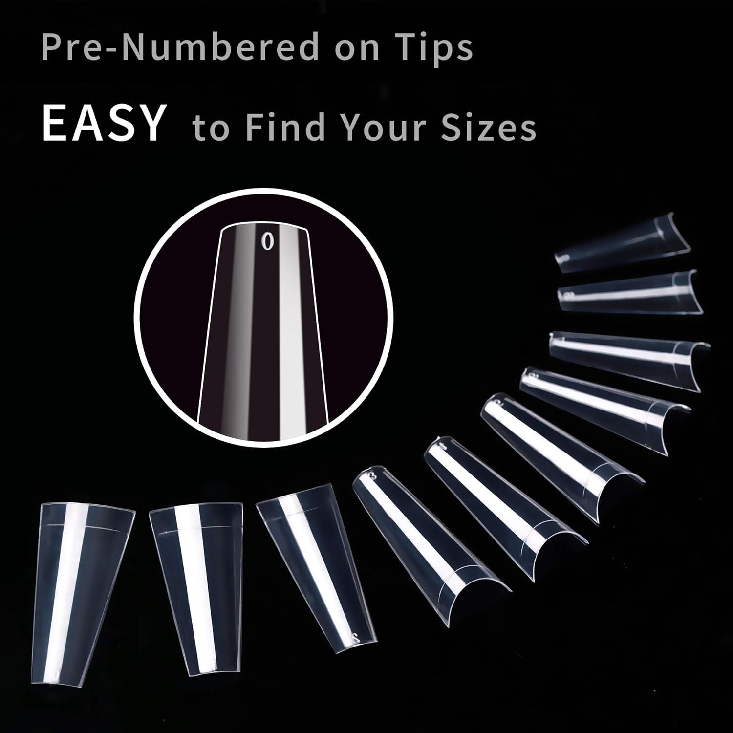 OPUIU Clear Coffin Nail Tips -- Acrylic Nail Tips(500pcs 10 Sizes, Half ...