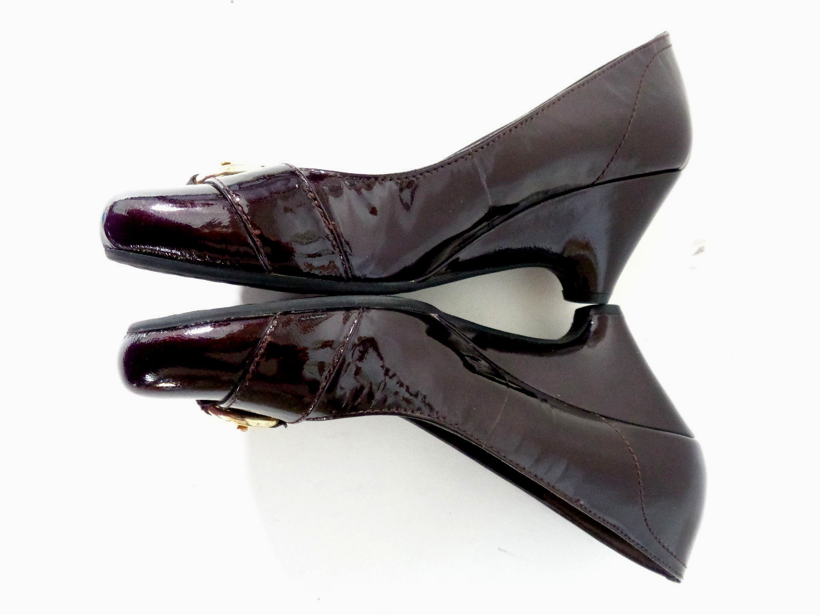 M PATRICK Wedge Heel US 6.5M Burgundy Genuine Patent Leather Dress ...