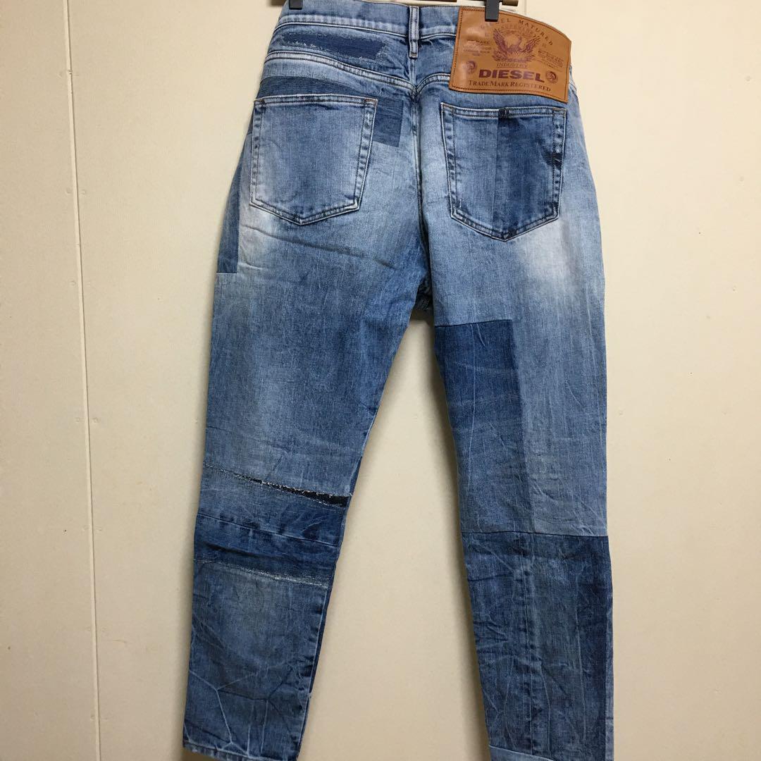 Diesel Men XL D-Strukt Patchwork Tapered Denim Relaxed Fit Diesel Men XL D-Strukt Patchwork Tapered Denim Relaxed Fit