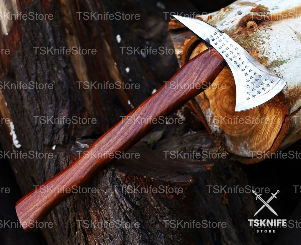 Custom Handmade Battle Ready Camping Axe - Rose Wood Handle With ...
