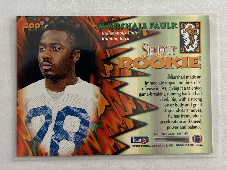 1994 Select Rookie Card RC NFL Football Marshall Faulk #200 | eBay