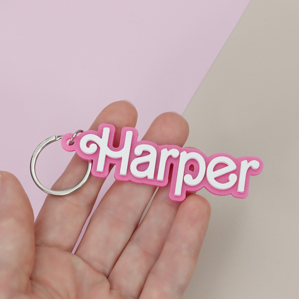 Personalised name bag tag - Barbie style custom name keyring | eBay