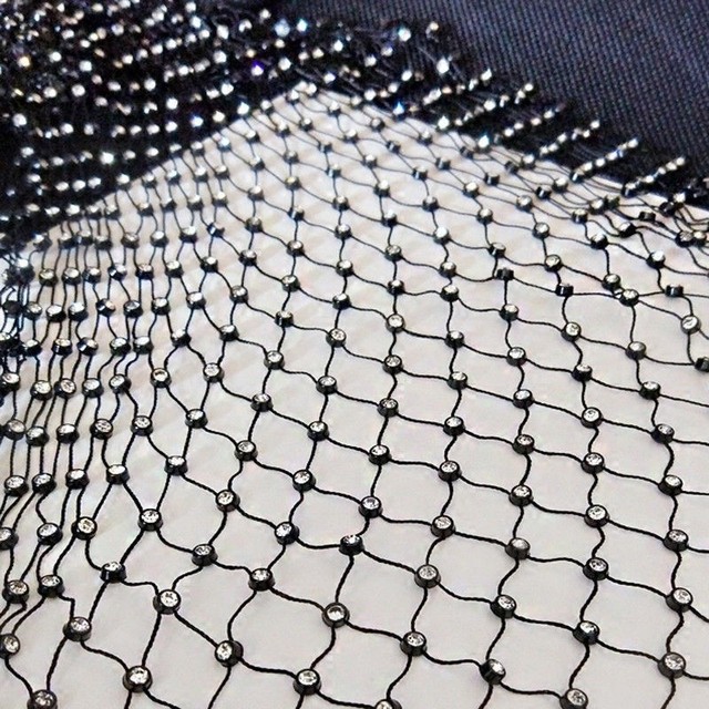 1 Yard Fishnet Fabric Diamante Crystal Rhinestone Trim For Clothes DIY ...