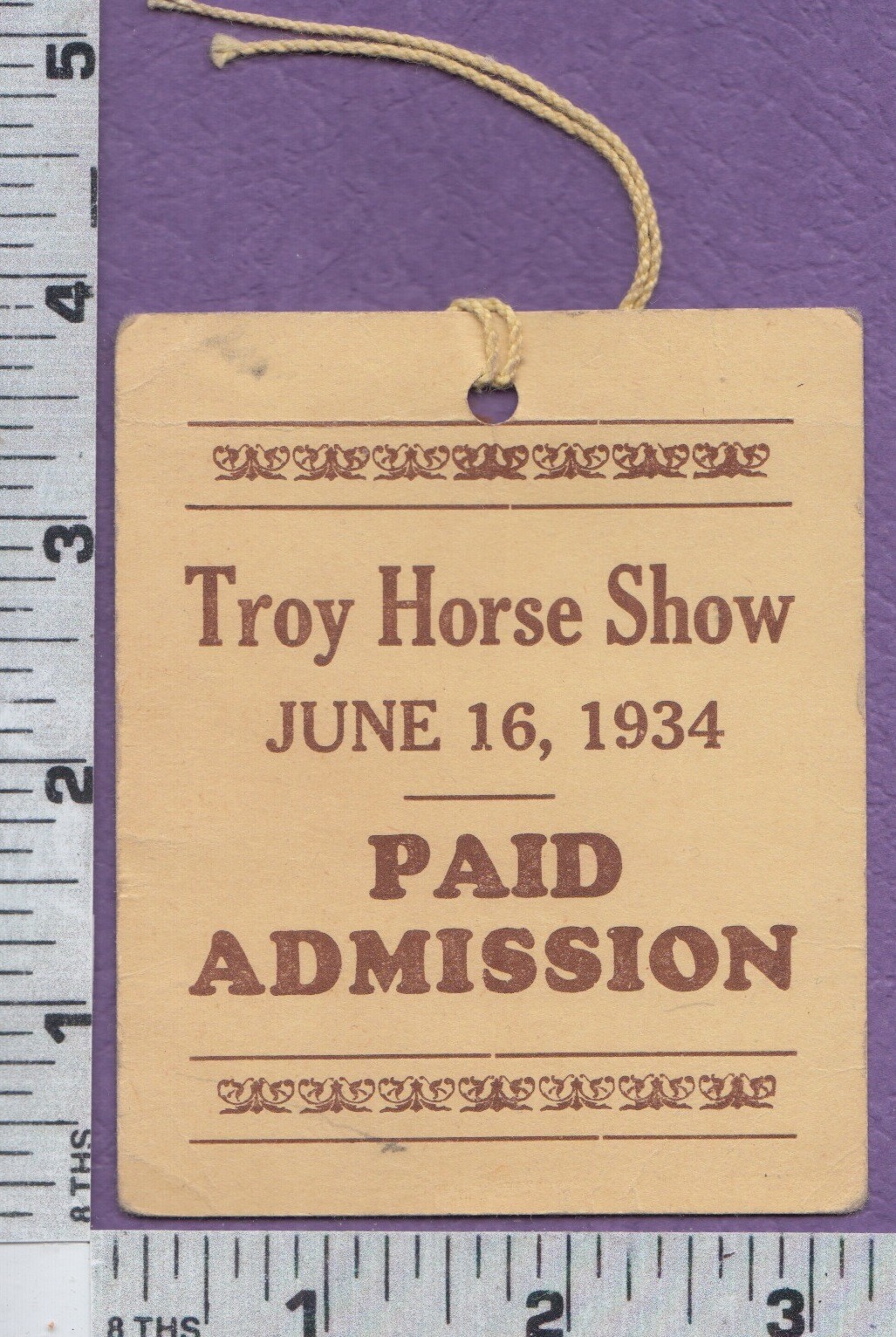 1610 Troy Horse Show admission ticket 06/16/1934, Troy, NY equine ...