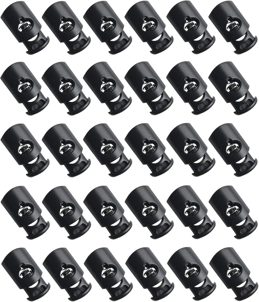 30 Pcs Plastic Drawstring Toggle Spring Stop Single Hole String Cord ...