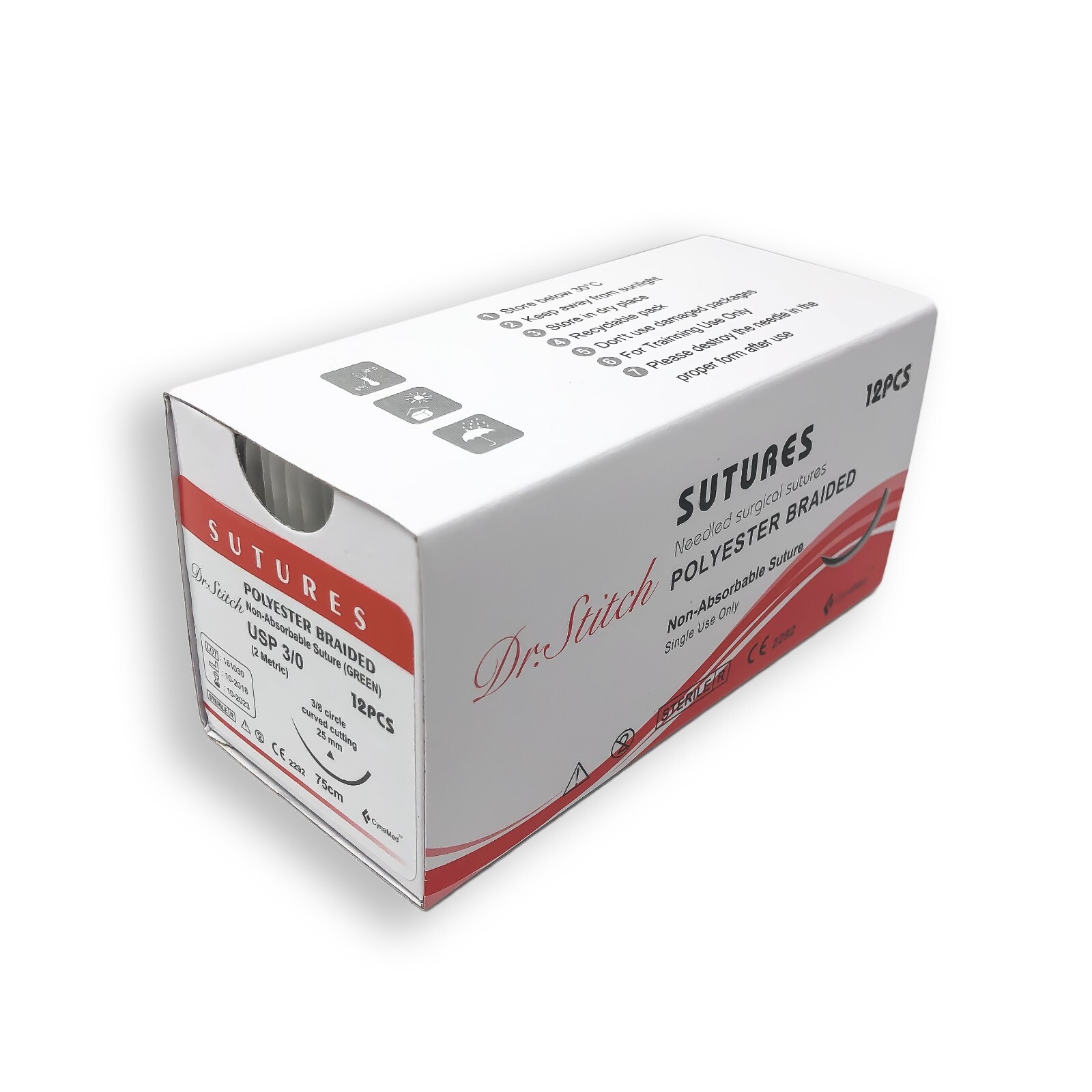 3/0 Training Surgical Sutures Polyester Braided, Pack of 12, Sterile | eBay