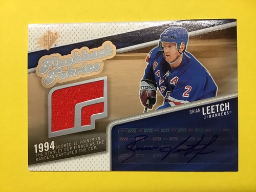 Brian Leetch 2005-06 SPx Flashback Fabrics Auto 05-06 New York Rangers ...